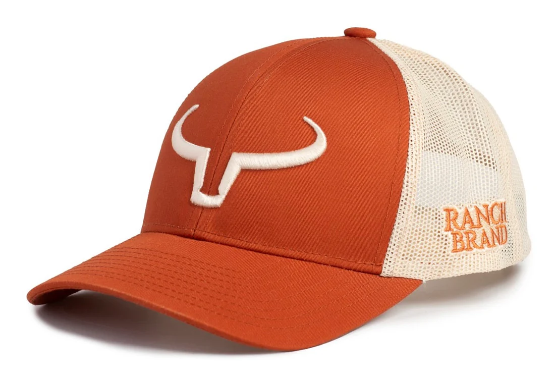 Ranch Brand Rancher cap - Rust & Tan Mesh | Tan Logo – Crazy Carousel ...